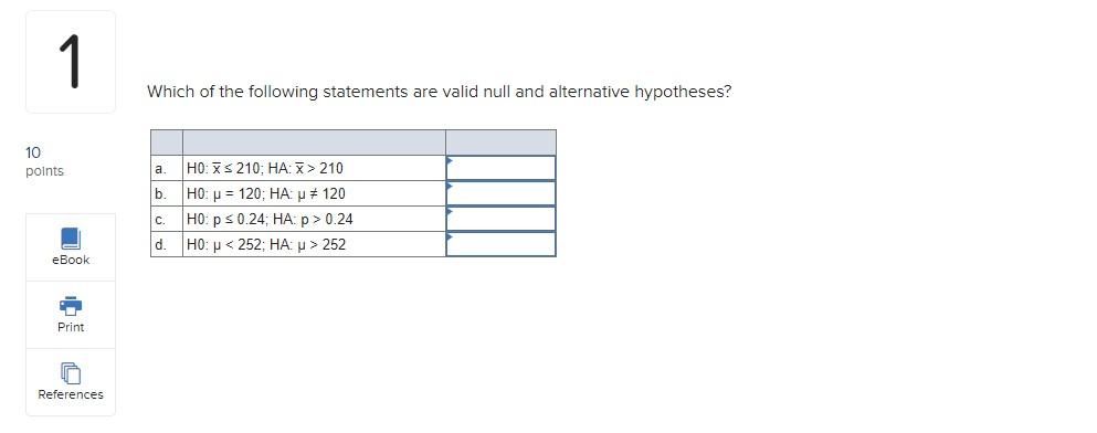 Solved Which of the following statements are valid null and | Chegg.com