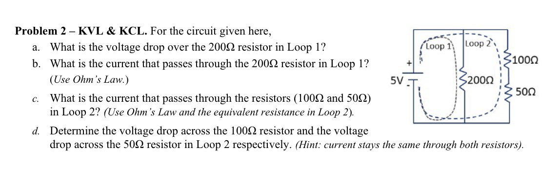 Solved Problem 2 - ﻿KVL & KCL. ﻿For the circuit given | Chegg.com
