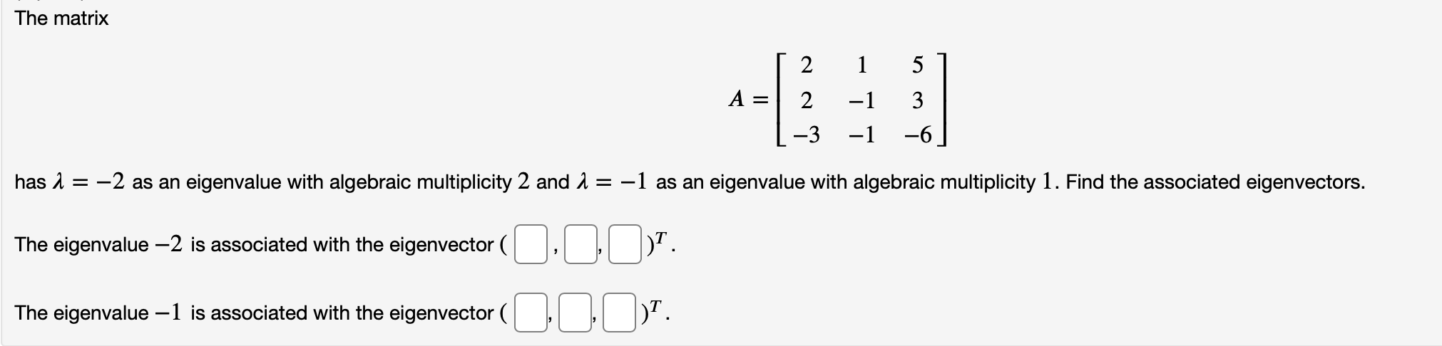 Solved The matrix 𝐴=⎡⎣⎢⎢22−31−1−153−6⎤⎦⎥⎥ A = [ 2 1 5 2 −1 | Chegg.com