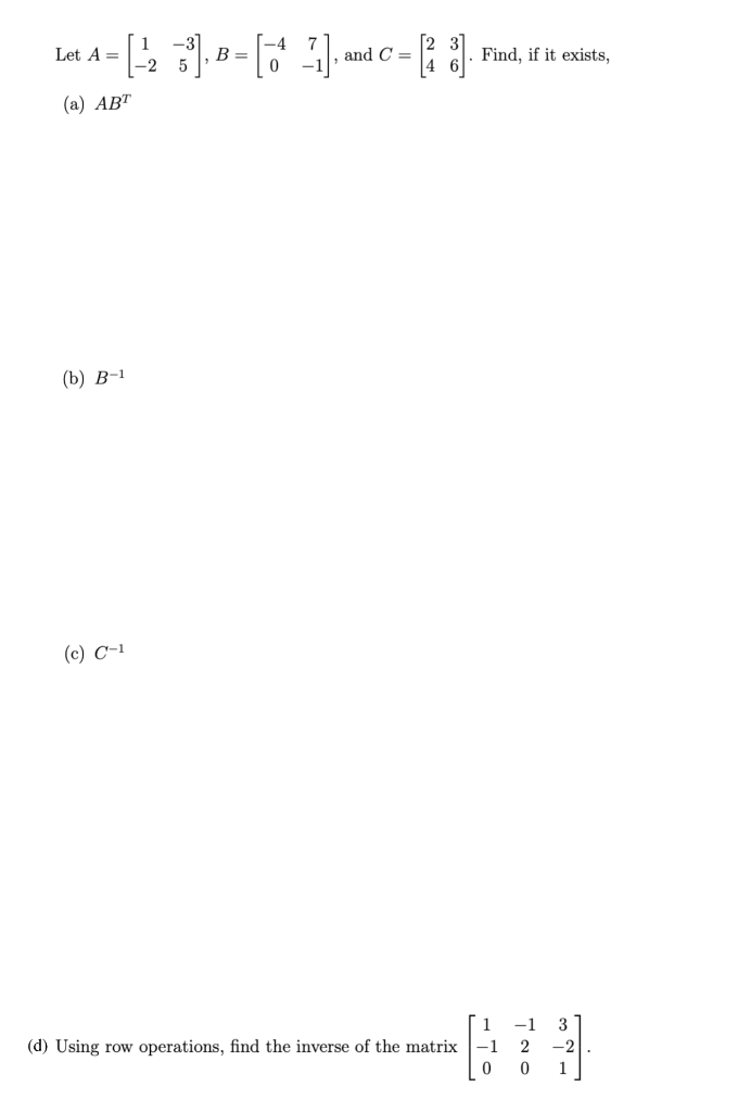 Solved Let A=1 11 -3 1-2 5 bet 1 - 64 73) -- [* 3) moc - | Chegg.com