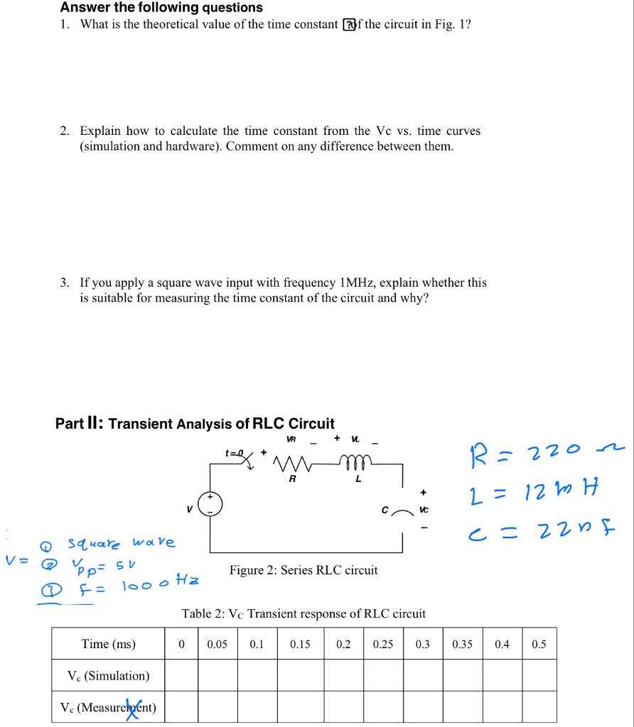 Solved Objectives: 1. To perform transient analysis of a 1st | Chegg.com