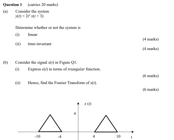 Solved Question 1 (carries 20 marks) (a) Consider the system | Chegg.com