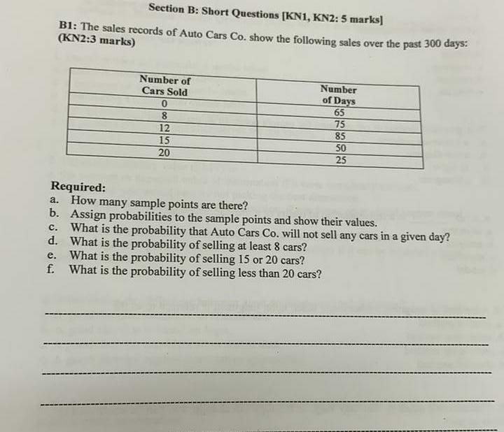 Solved Section B: Short Questions [KN1, KN2: 5 marks] B1: | Chegg.com