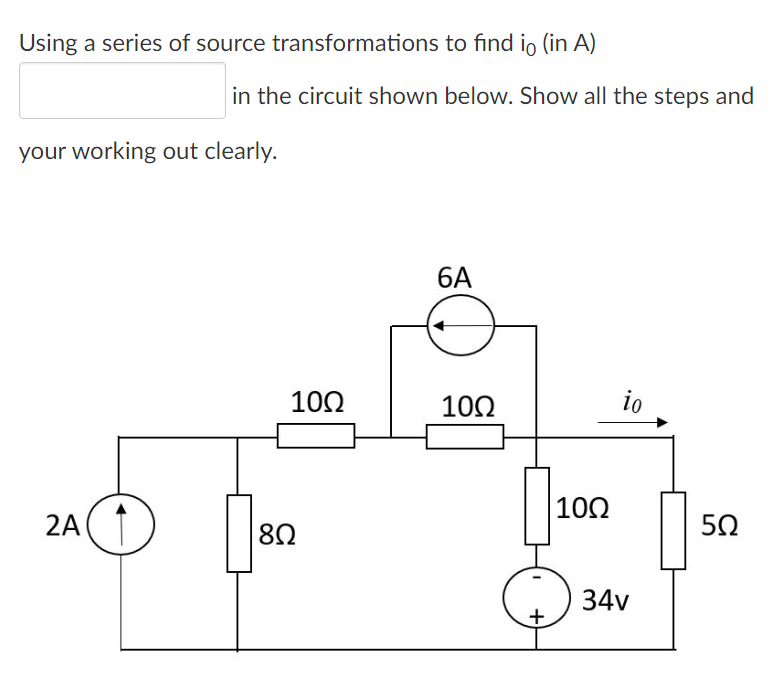 Solved Using a series of source transformations to find i0 | Chegg.com