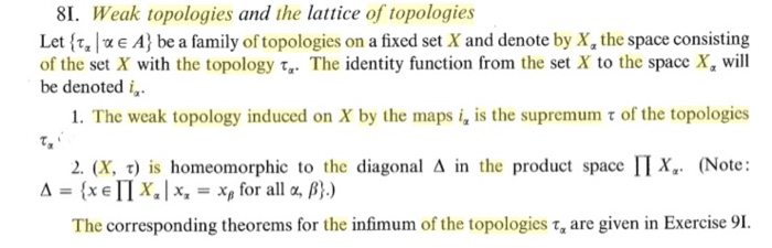 Solved 8I. Weak topologies and the lattice of topologies | Chegg.com