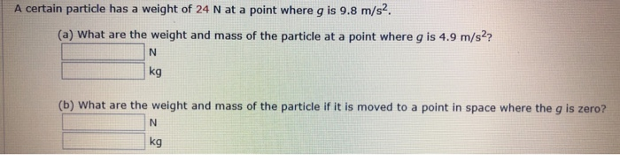 Solved A certain particle has a weight of 24 N at a point | Chegg.com