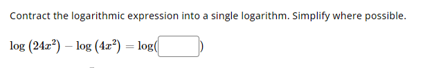 Solved Contract the logarithmic expression into a single | Chegg.com