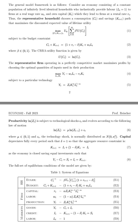 Solved Let the RBC model be given in (QII). The solution to | Chegg.com
