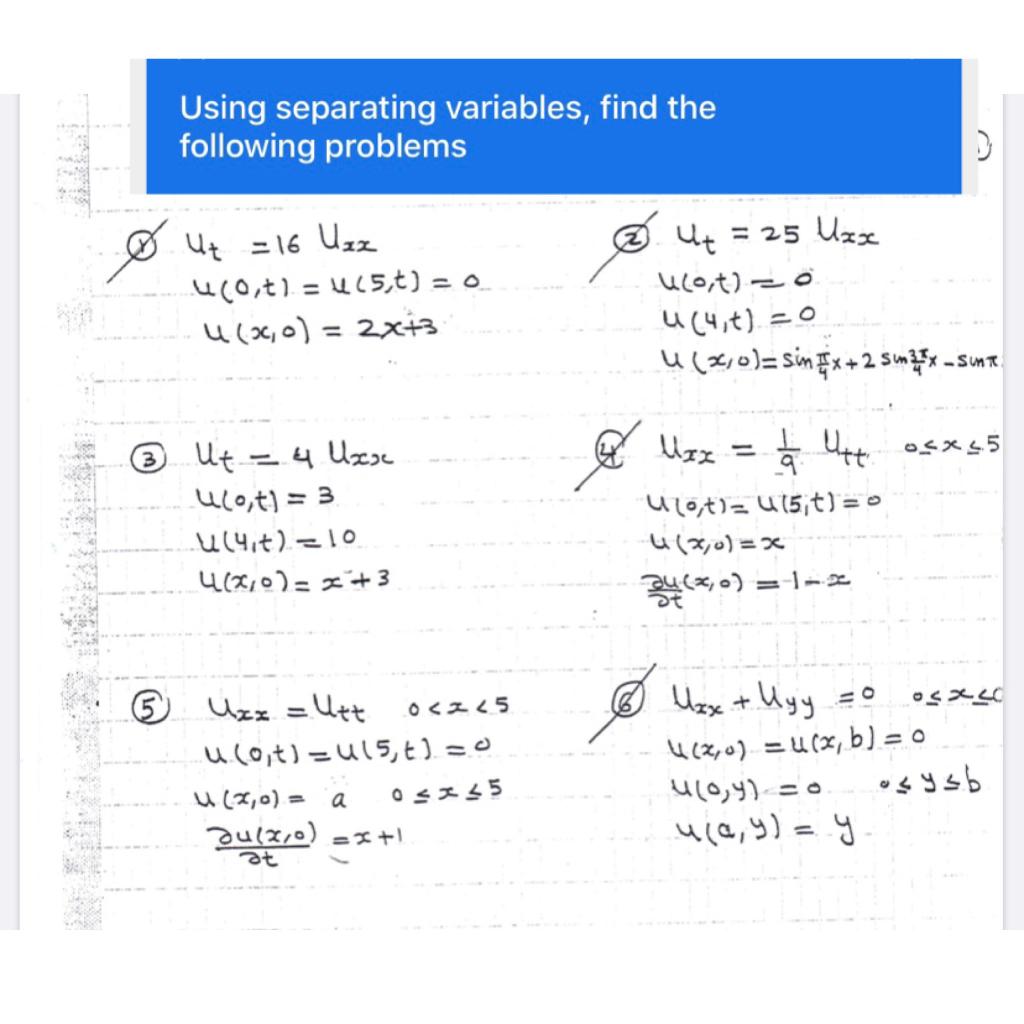 Solved Using separating variables, find the following | Chegg.com