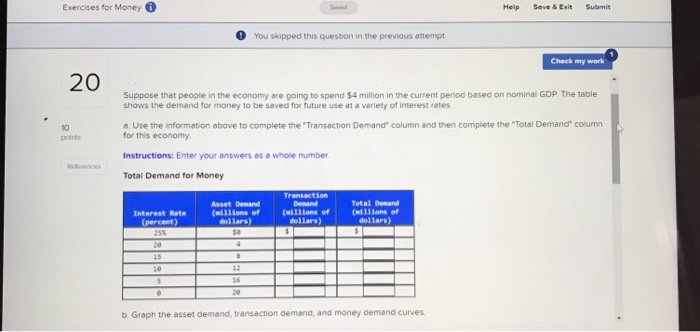 Solved Exercises for Money Help Sove &Exit Submit 9 You | Chegg.com