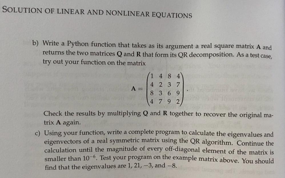 Solved Exercise 6.8: The QR algorithm: In this exercise | Chegg.com