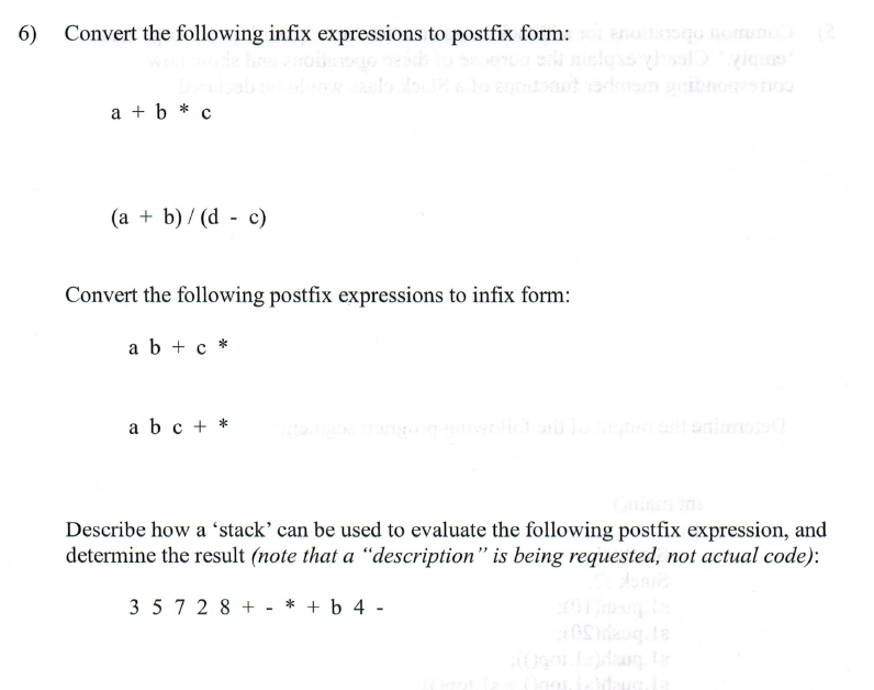 Solved Convert the following infix expressions to postfix | Chegg.com