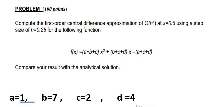 Solved PROBLEM (100 points) Compute the first-order central | Chegg.com