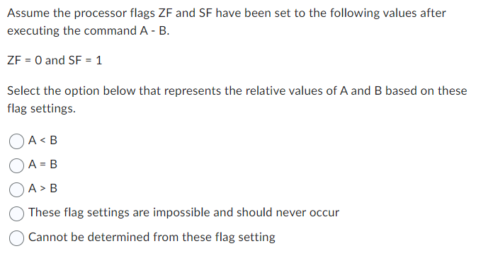 Solved Assume the processor flags ZF and SF have been set to | Chegg.com