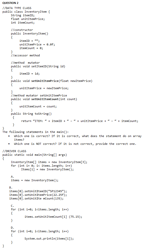 Solved QUESTION 2 //DATA TYPE CLASS public class | Chegg.com