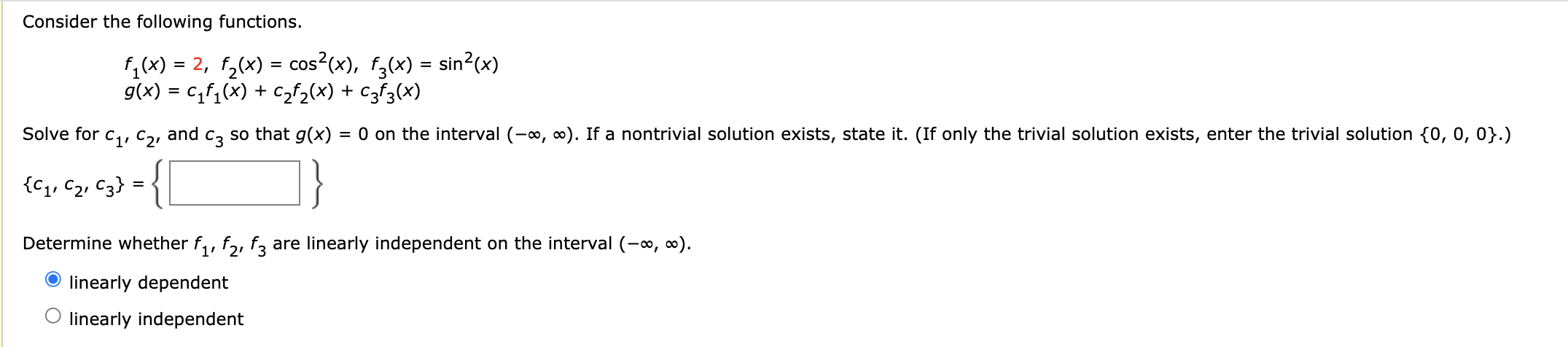 Solved Consider the following functions. f1(x) = 2, f2(x) | Chegg.com