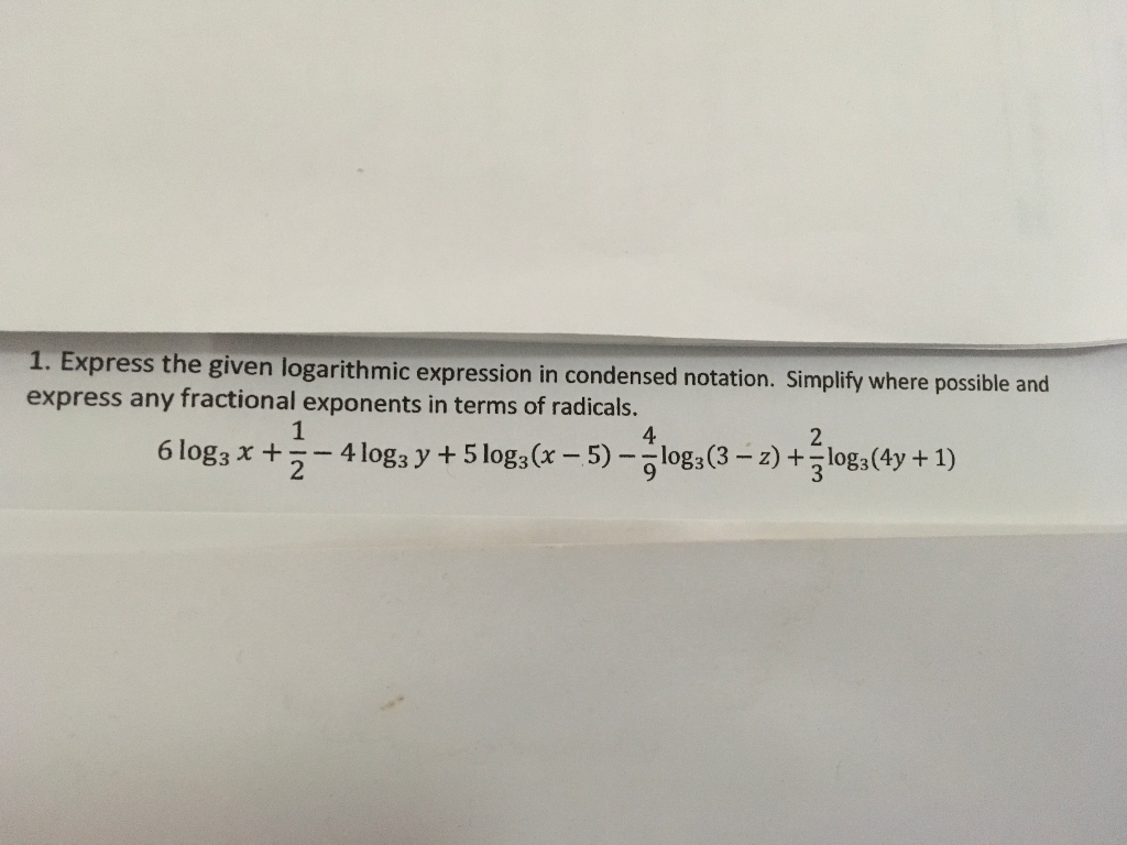 Solved 1. Express the given logarithmic expression in | Chegg.com