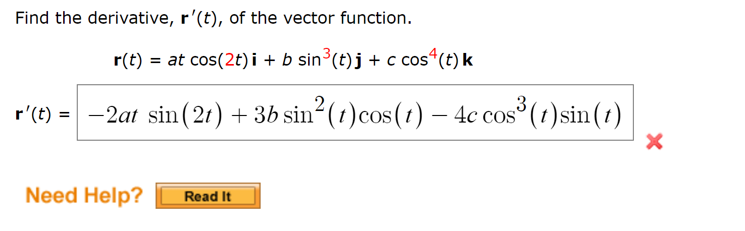 Solved Find The Derivative R ′ T Of The Vector Function