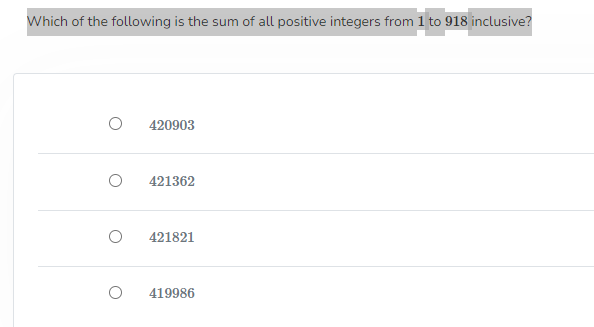 Solved Which of the following is the sum of all positive | Chegg.com