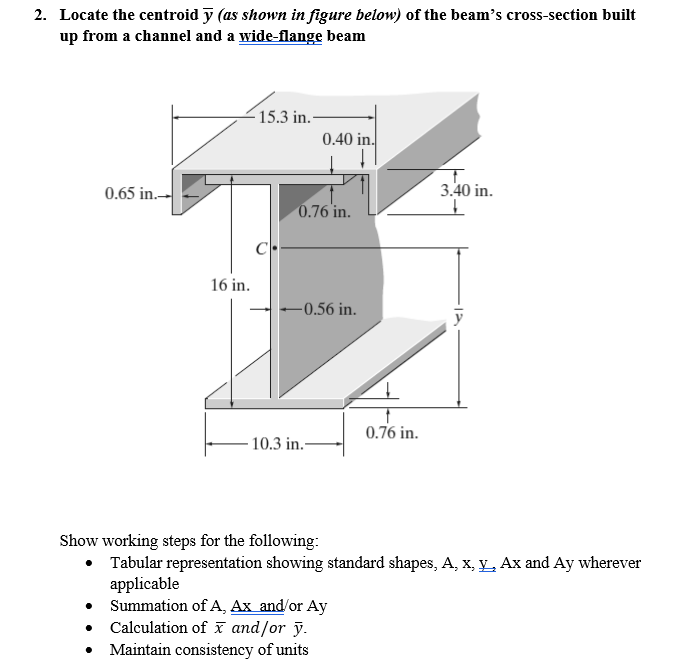 2. Locate the centroid yˉ (as shown in figure below) | Chegg.com