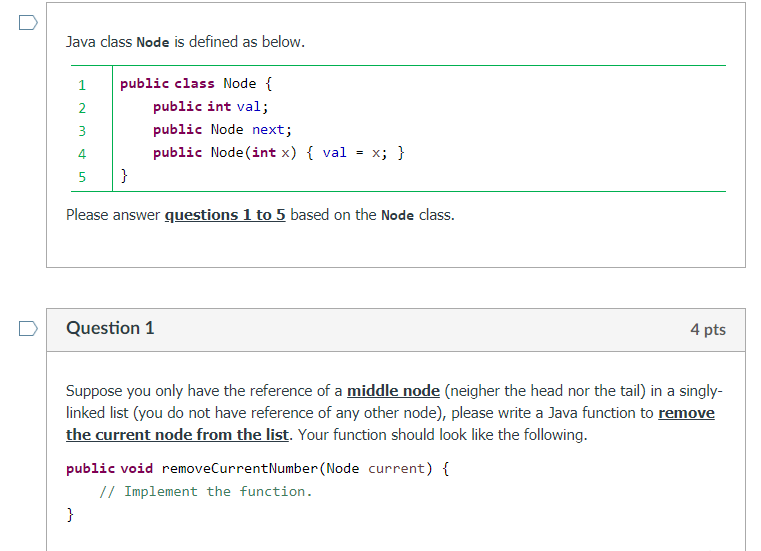 Solved Java class Node is defined as below. 1 public class | Chegg.com