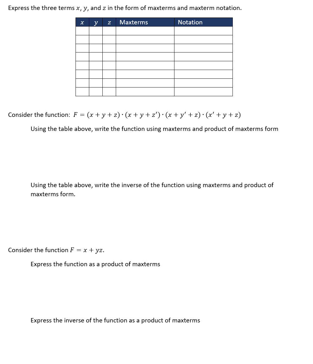Solved Express the three terms x, y, and z in the form of | Chegg.com