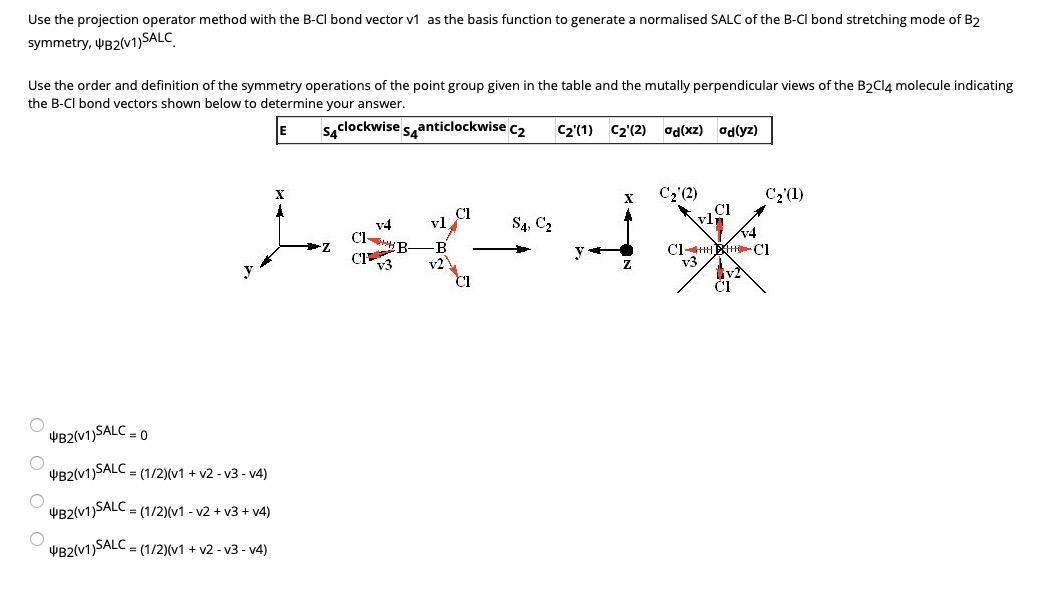 Solved Use the projection operator method with the B-Cl bond | Chegg.com
