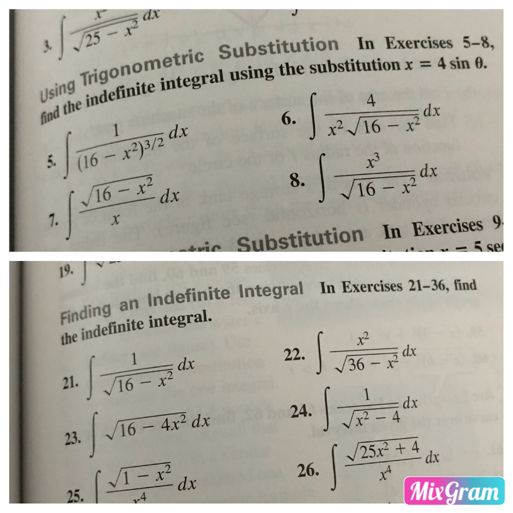 Solved dx 25 - z? Substitution In Exercises 5-8, Using | Chegg.com