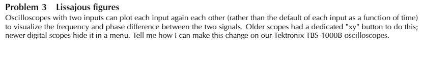 Solved Problem 3 Lissajous figures Oscilloscopes with two | Chegg.com
