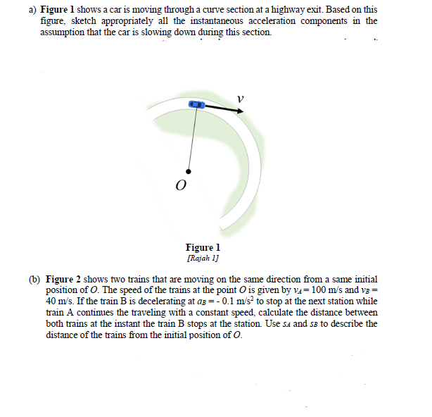 Solved a) Figure 1 shows a car is moving through a curve | Chegg.com