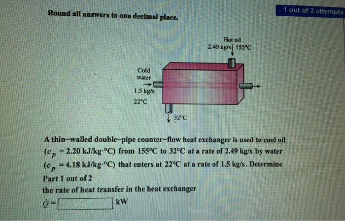 Solved A thin-walled double-pipe counter-flow heat exchanger | Chegg.com