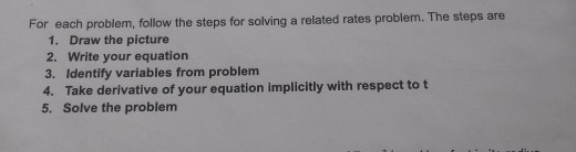 Solved For each problem, follow the steps for solving a | Chegg.com