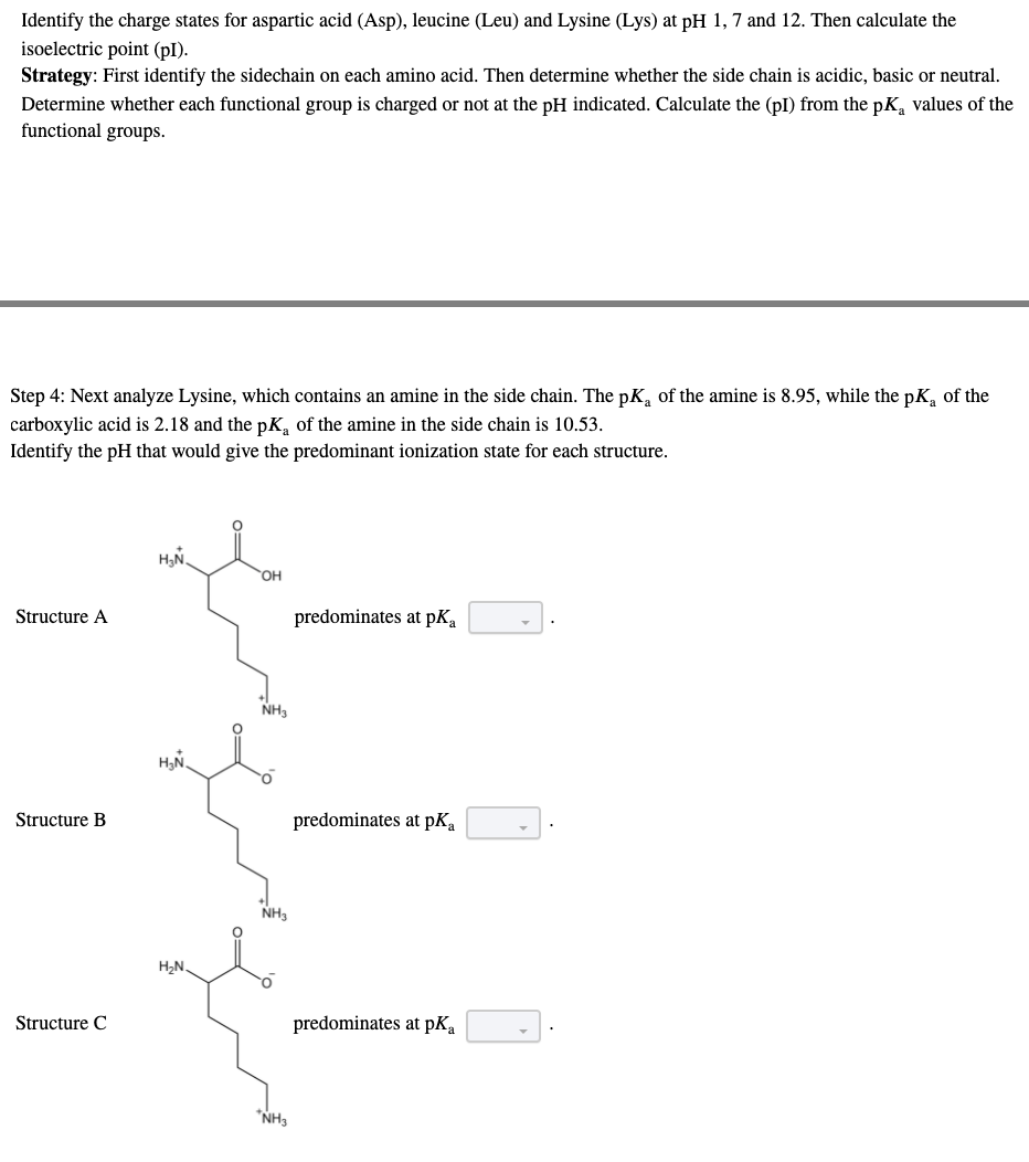 Identify the charge states for aspartic acid (Asp), | Chegg.com
