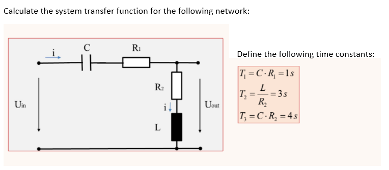 Solved Calculate the system transfer function for the | Chegg.com