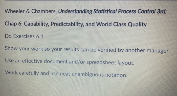 Wheeler & Chambers, Understanding Statistical Process | Chegg.com