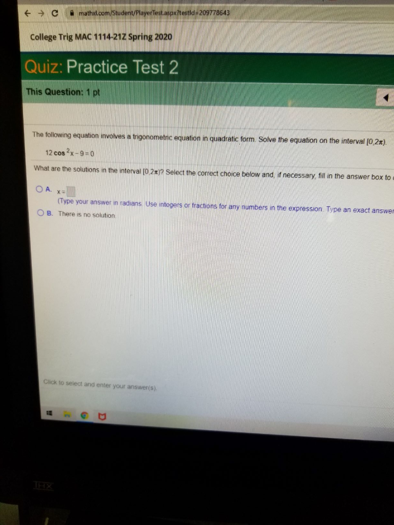 Solved + + c mathu.com/student/Playerte College Trig MAC | Chegg.com