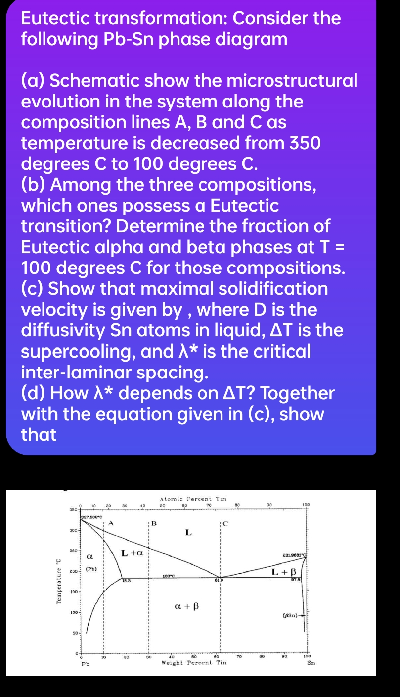 Solved following Pb−Sn phase diagram (a) Schematic show the | Chegg.com