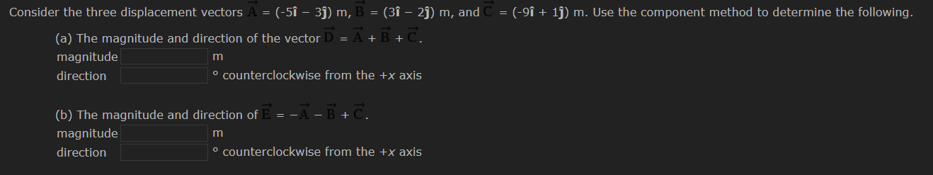 Solved nsider the three displacement vectors | Chegg.com