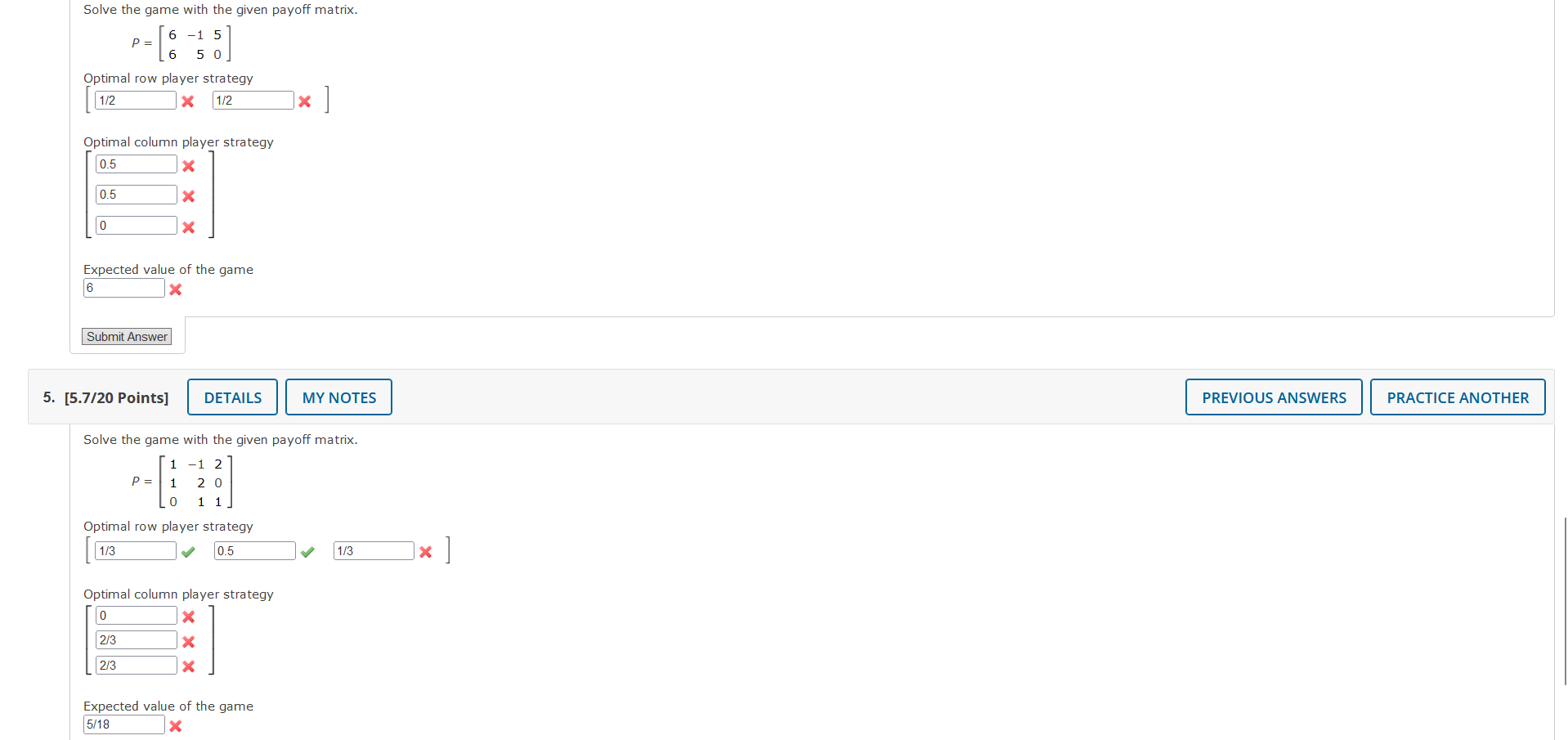 Solved Solve the game with the given payoff | Chegg.com