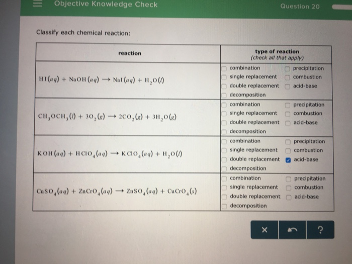 Solved Objective Knowledge Check Question 20 Classify each | Chegg.com