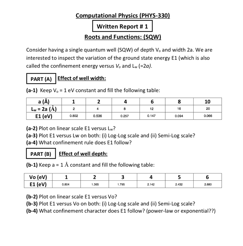 Solved Computational Physics (PHYS-330 written Report # 1 | Chegg.com