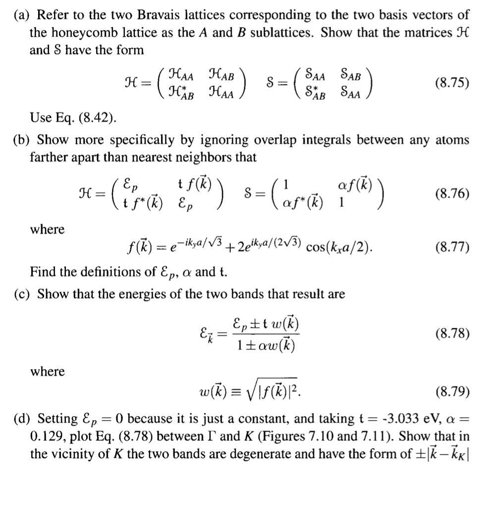 5. Tight-Binding Band Structure of Graphene: Graphene | Chegg.com