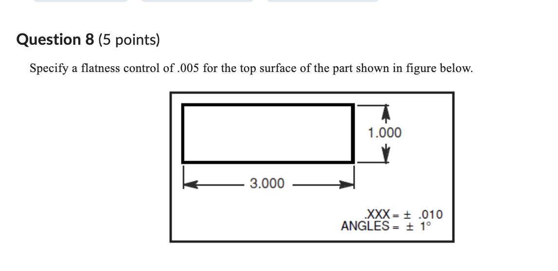 Solved Specify a flatness control of .005 for the top | Chegg.com