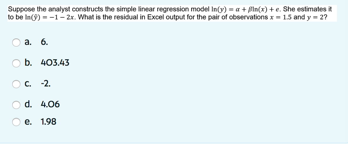 Solved Suppose the analyst constructs the simple linear | Chegg.com