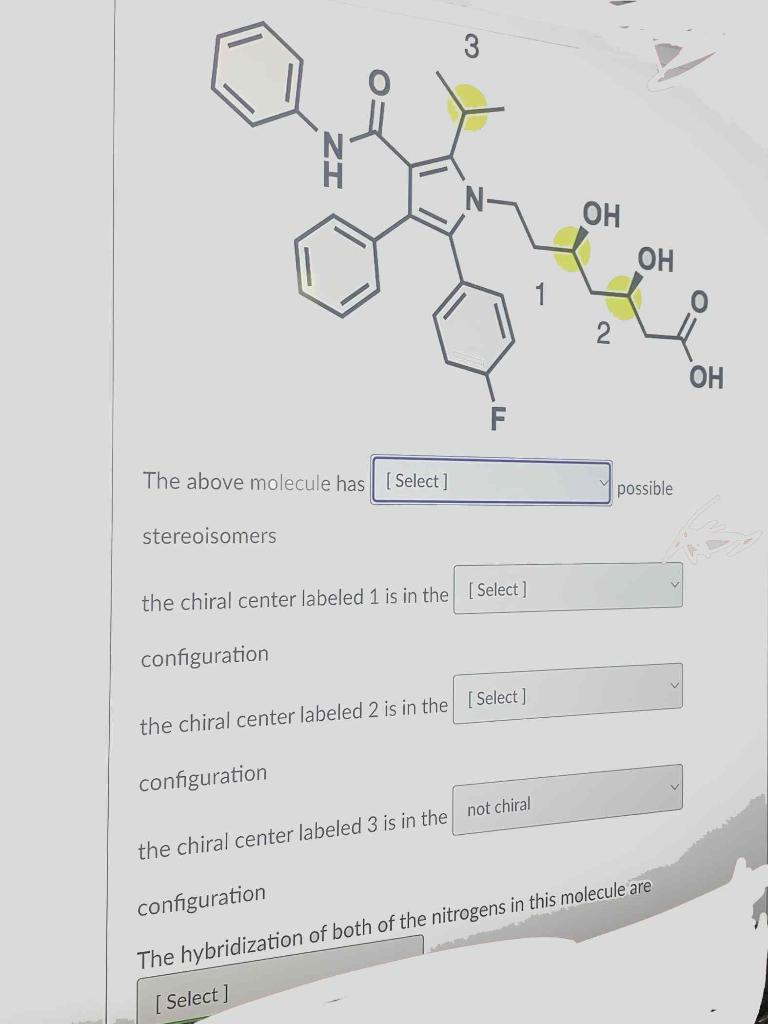Solved The above molecule has [Select] possible | Chegg.com