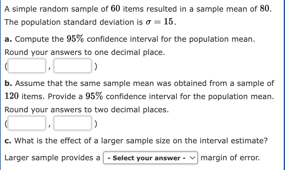 Solved A simple random sample of 60 items resulted in a | Chegg.com