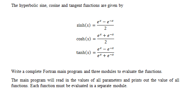 Solved The hyperbolic sine, cosine and tangent functions are | Chegg.com