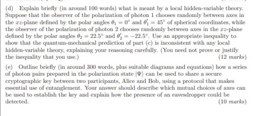 Solved Two photons moving in opposite directions along the | Chegg.com