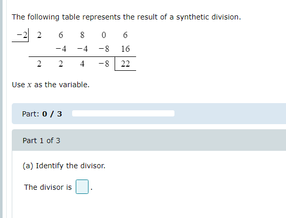 Solved The following table represents the result of a | Chegg.com