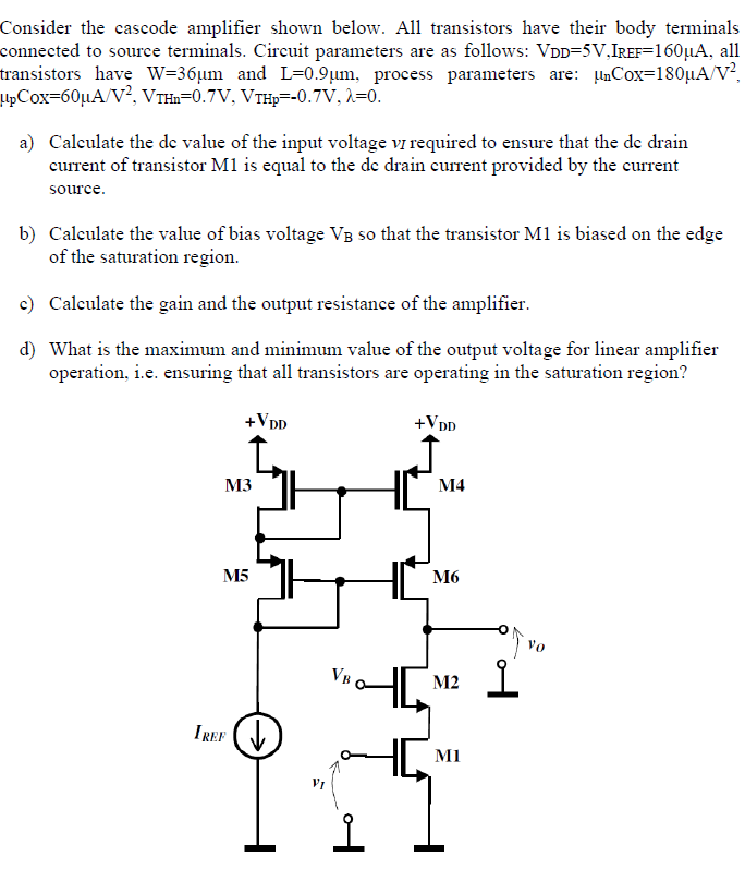 Solved Consider the cascode amplifier shown below. All | Chegg.com